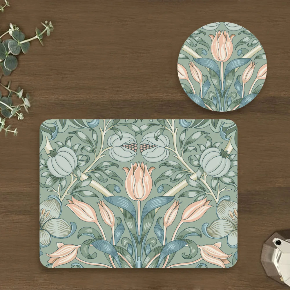 Tulip Mania Coordinated Mats & Trivets Set | TWC 053 ( 8 Mats, 4 Trive – Shaakh