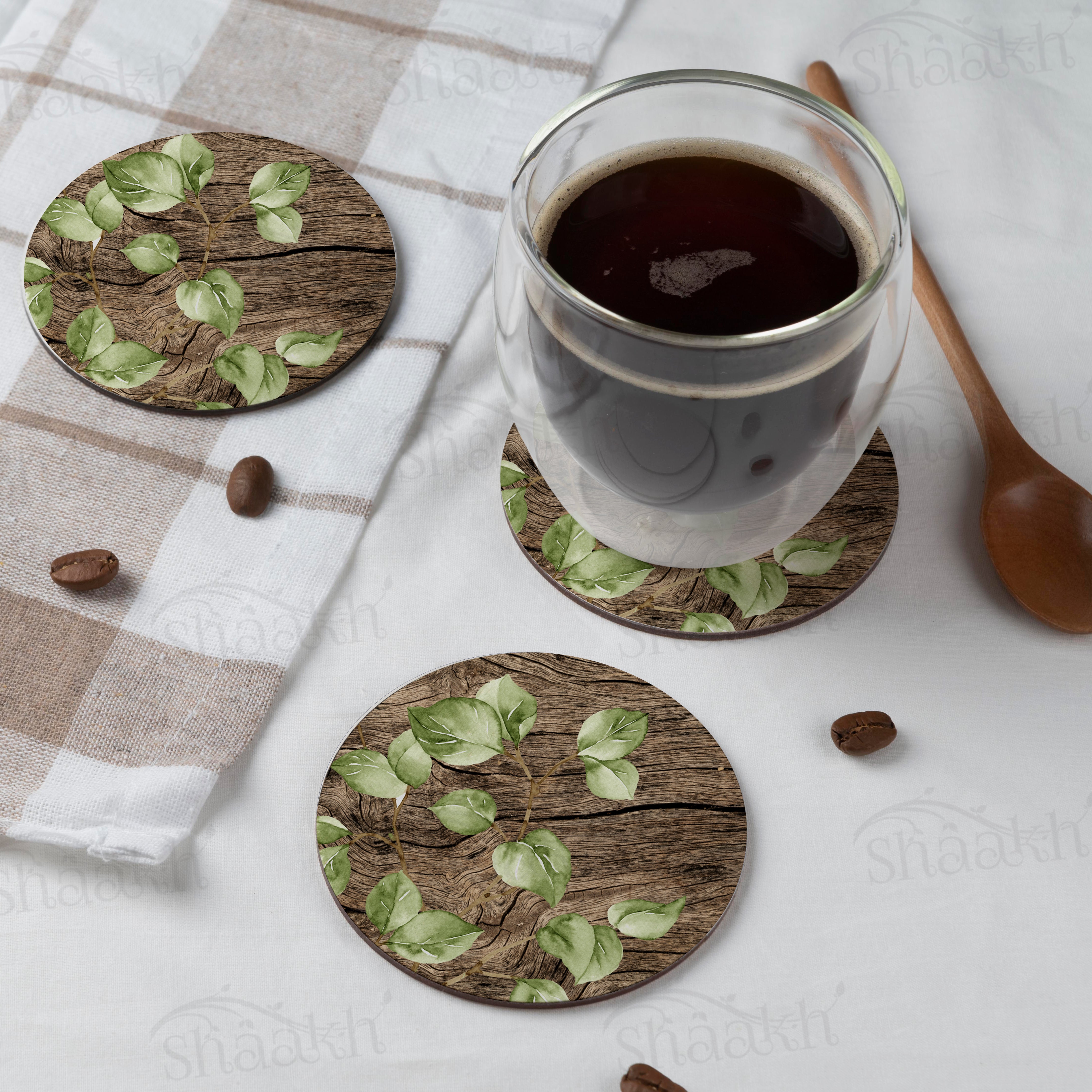 Coaster Set - Nature Inspired - MDF Wooden Coasters for Dining Table ...
