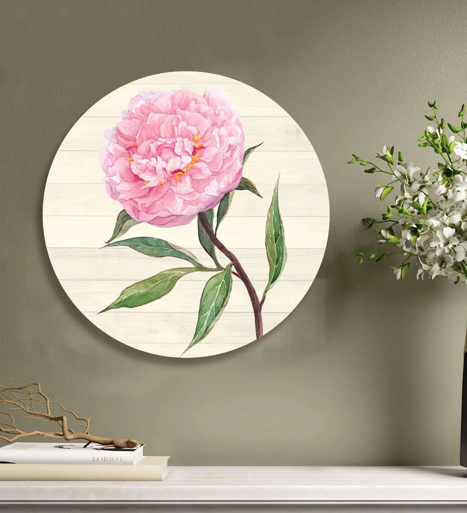 Decorative Wall Plate - Pink Flower on Wooden Pallets - Wall Hanging ...